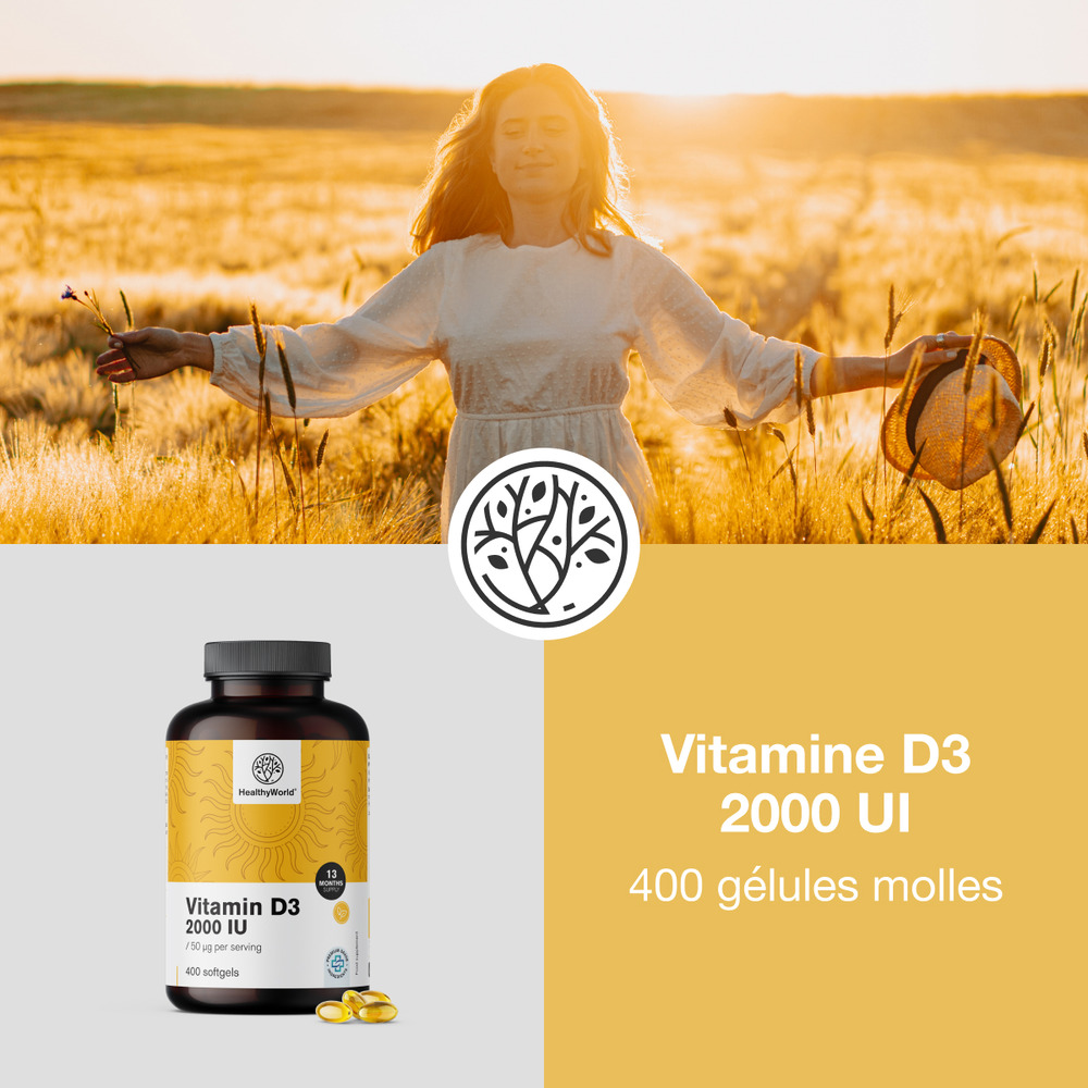 3x Vitamine D3 2000 UI, ensemble 1200 gélules molles - FutuNatura.fr